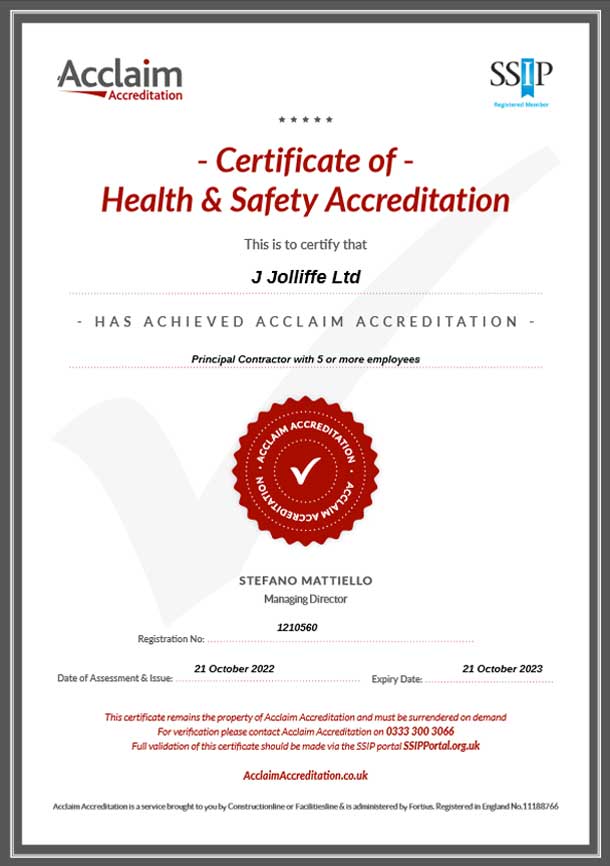Accreditations | J Jolliffe Ltd